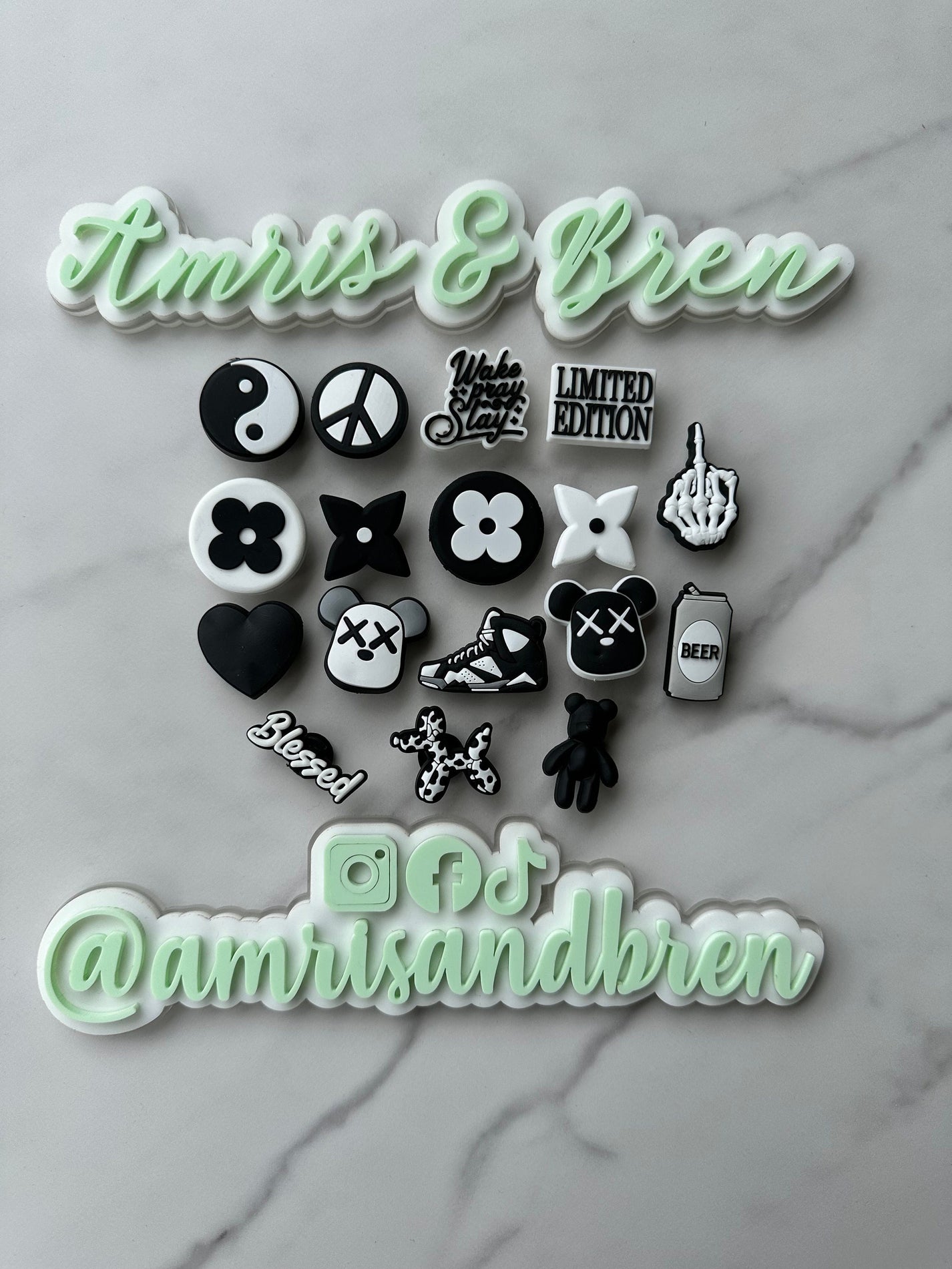 BLACK AND WHITE Croc compatible clog charms, Charms for your crocs, Sh ...