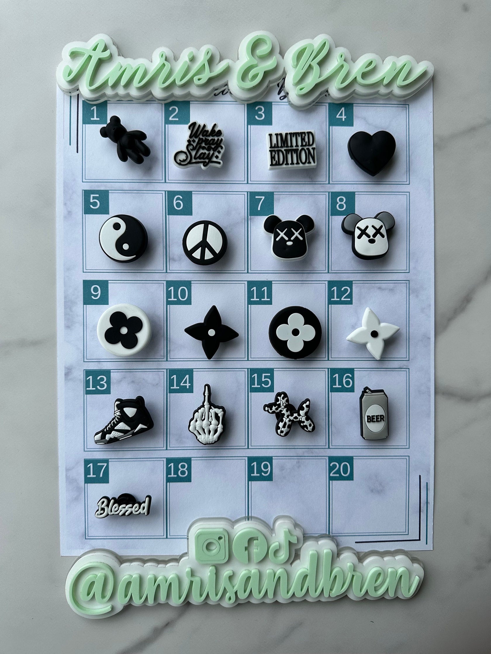 BLACK AND WHITE Croc compatible clog charms, Charms for your crocs, Sh ...