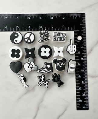 BLACK AND WHITE Croc compatible clog charms, Charms for your crocs, Sh ...
