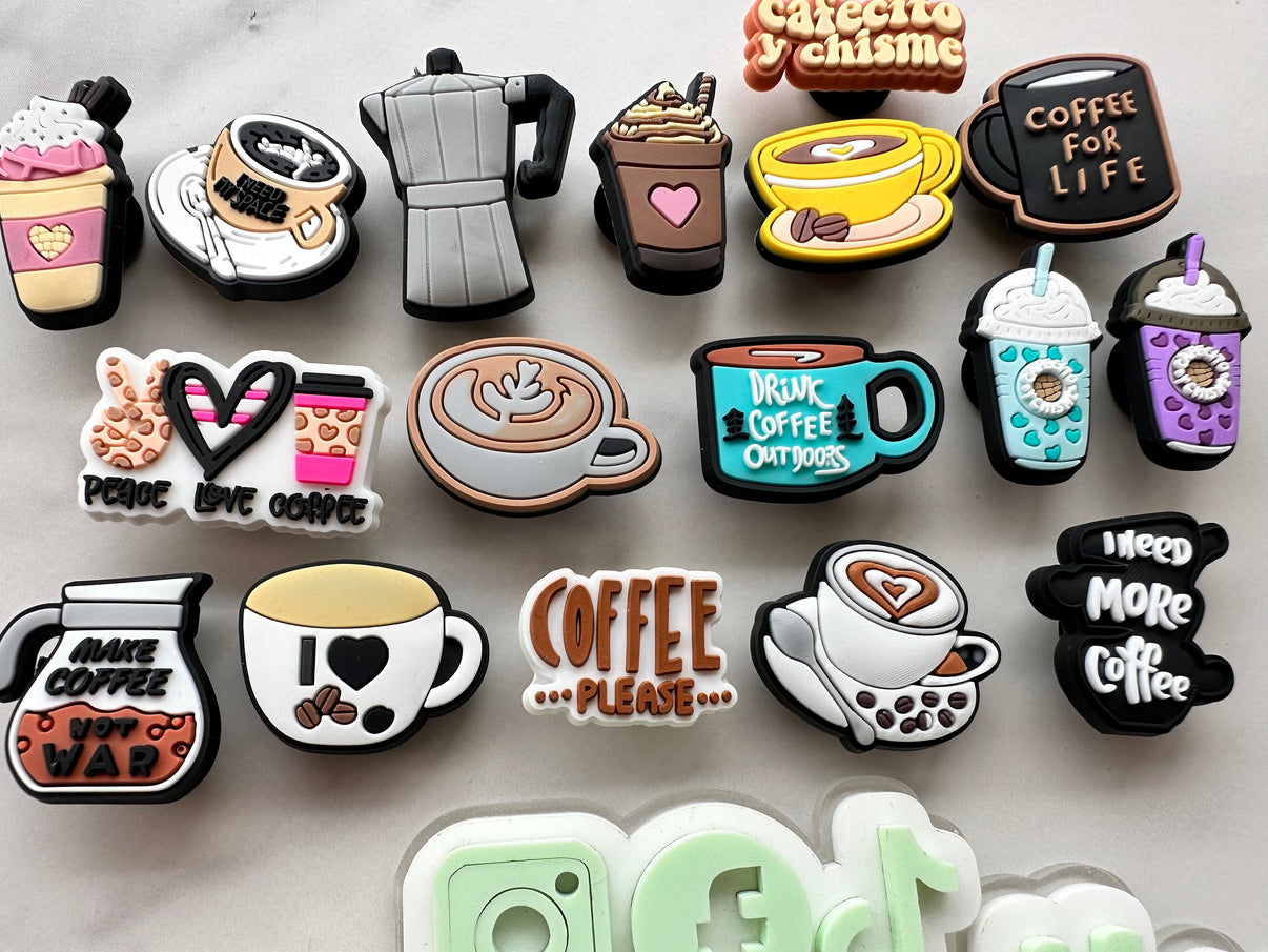 New coffee lover shoe charms for your crocs, croc compatible caffeine ...